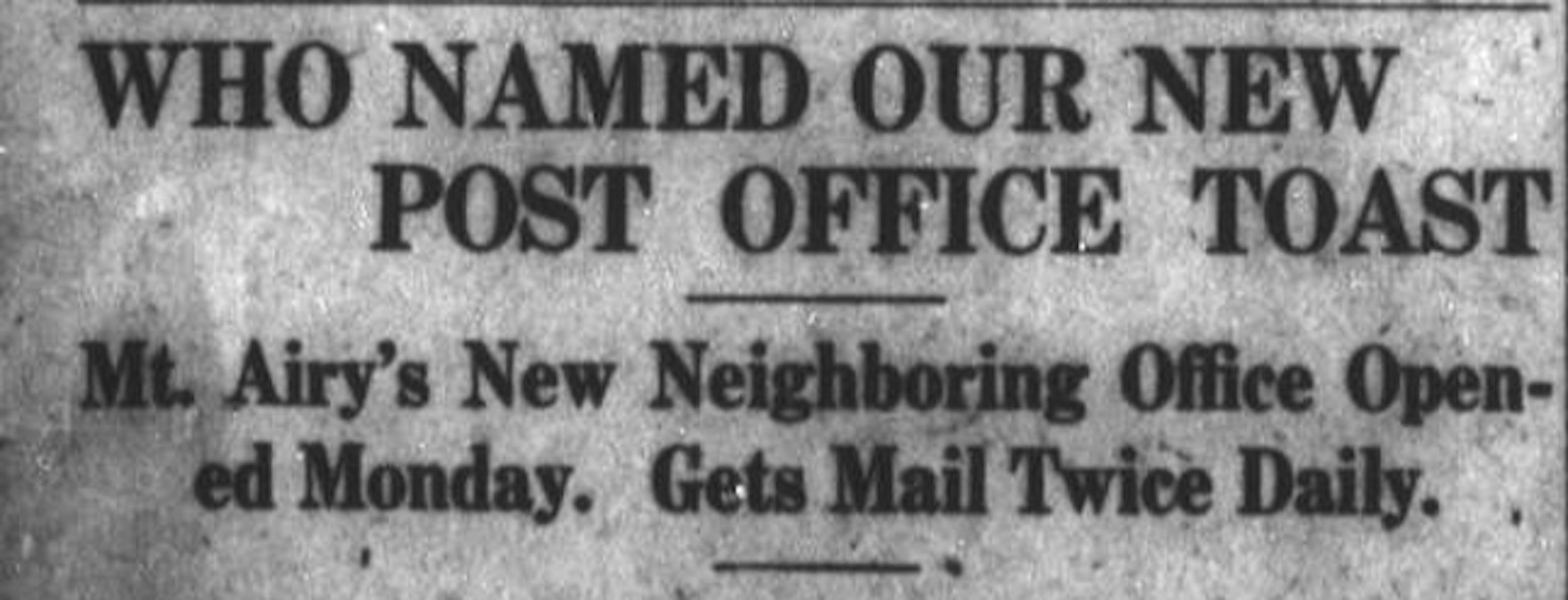 The One & Only Town of Toast | 8 N. C. Families